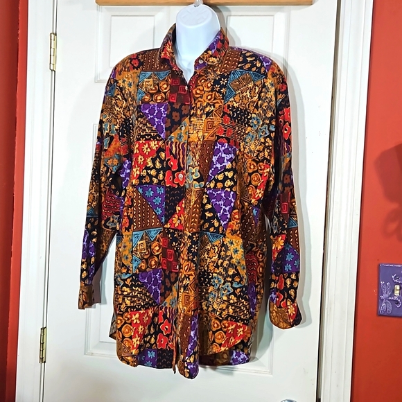 Carolina Colours | Tops | Carolina Colours Button Up The Front Colorful ...